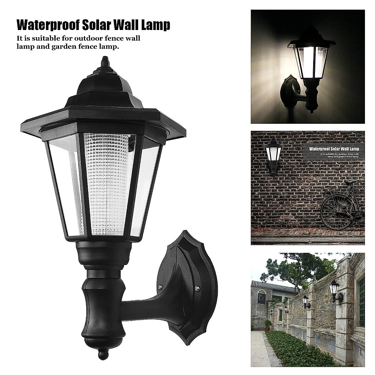 ONEVER Solar Vintage Wall Lamp Outdoor | Led Hexagonal Wall Light | Wall-Mounted Landscape | Garden Fence Yard Lamps | Waterproof Warm White (Pack of 2X)