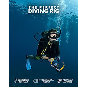 Movo GB-U80 Underwater Diving Rig with Cold Shoe Mounts, Strap - Compatible with GoPro Hero, HERO3, HERO4, HERO5, HERO6, HERO7, HERO8, HERO9, HERO10, Osmo Action - Scuba GoPro Accessory (XL Version)