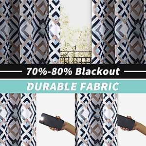 DriftAway Diamond Trellis Plaid Room Darkening Curtains for Living Room Bedroom 96 Inch Length Mid Century Modern Draperies Thermal Grommet Window Treatment 2 Panels