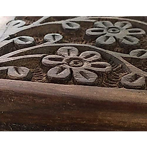 New Age Imports, Inc. Gift Ideas~ Floral Carved Handmade Wooden Box 4 inches by 6 inches~Ideal for Storing Jewelry, Coins, Tartot Cards, Small Treasures, URN Box & etc (Floral Carved 4"x6")