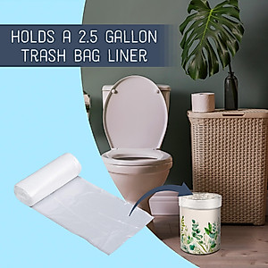 NAT AND JULES Round 9.5 x 8 Iron Metal Bathroom Trash Can Wastebasket Home Office Bedroom Fits 2.25 Gallon Trash Bag Liner, Floral