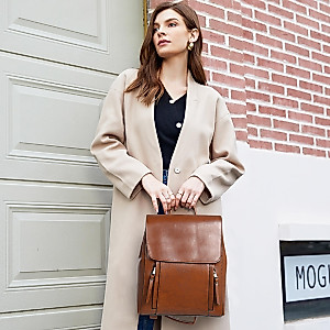 Iswee Vintage Waxy Leather Ladies Backpack Purses for Women Backpack Style Anti-theft Casual Daypack Shoulder Bag Fashion Bag (Brown)