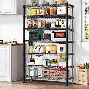 BVBOX Storage Shelves 7 Tier Wire Shelving Unit 2800LBS Metal Shelves , Heavy Duty Garage Storage , Adjustable Metal Shelving for Pantry Shelves Kitchen Garage Steel Shelving, 44.09"L*16.92"W*78.74"H