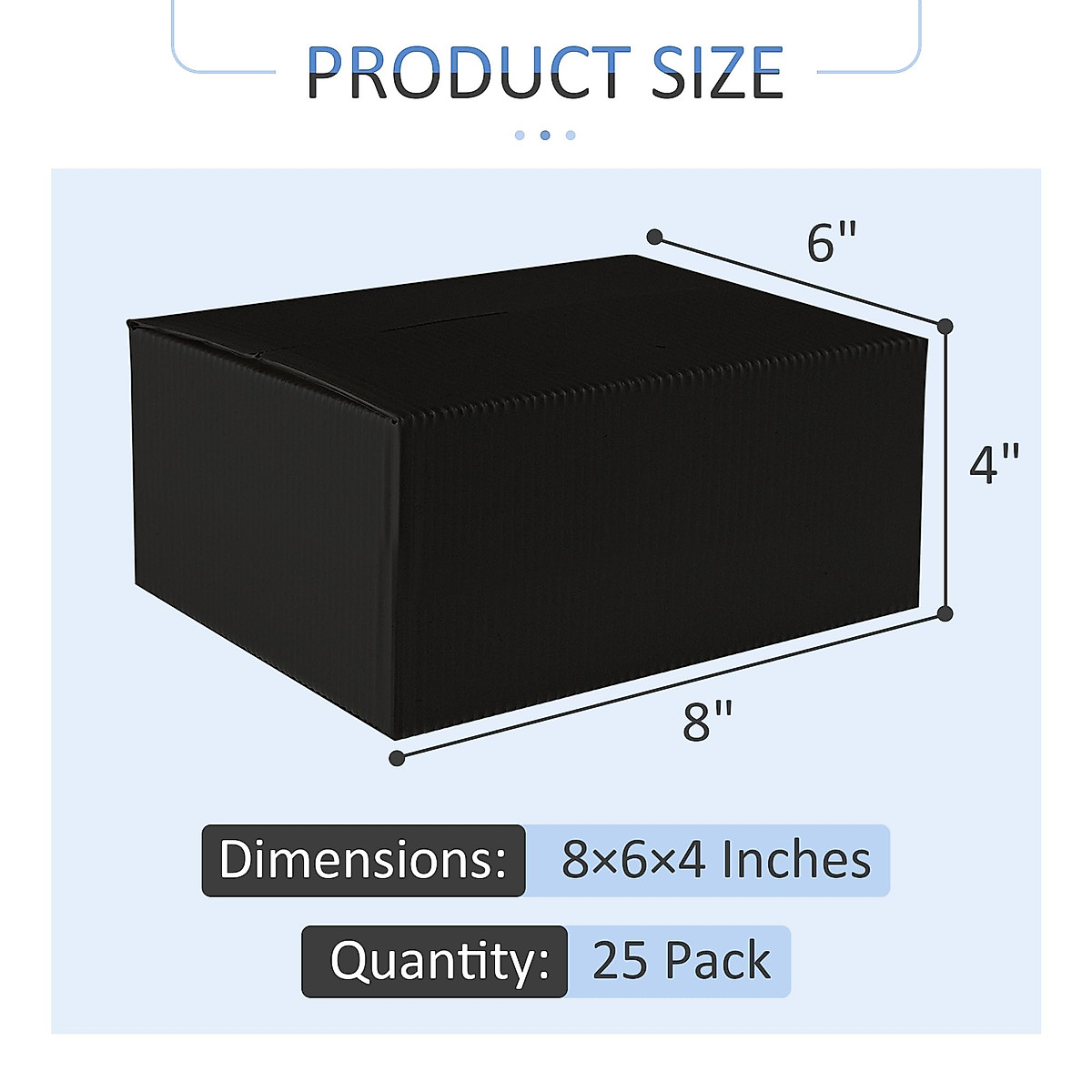 Whynonap WHYNONAP 8x6x4 inches Shipping Boxes set of 25, Packing Small Plastic Shipping Boxes for Packaging Small Business, Black Plastic Cardboard Boxes for Gifts, Mailing,, WNN25P-B864