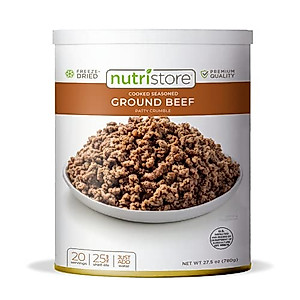 Nutristore Freeze Dried Ground Beef | Pre-Cooked Hamburger Meat for Backpacking, Camping, Meal Prep | Long Term Survival Emergency Food Supply | 25 Year Shelf Life | Bulk #10 Can | Made in USA