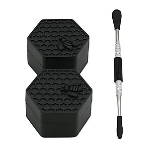 KUVIS 26ml Hexagon Silicone Containers Non-stick Jars with Carving Tool (Black)