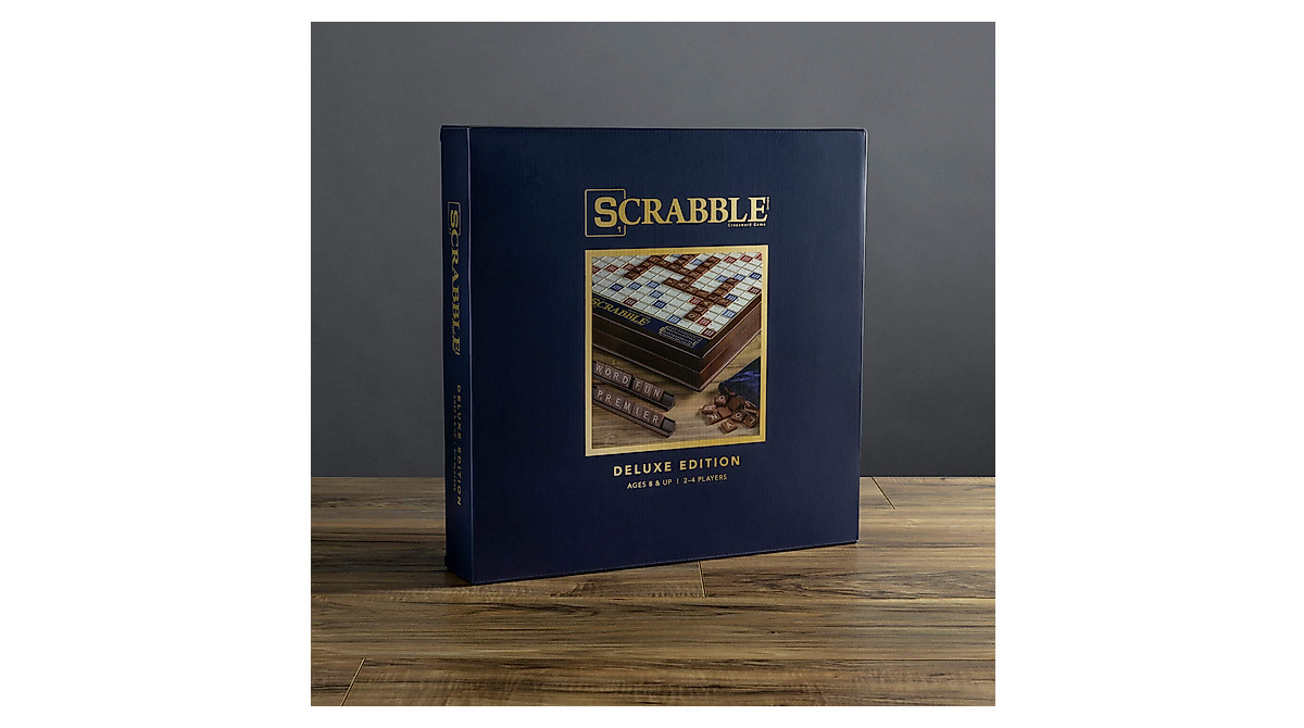 Scrabble Deluxe Edition with Rotating Wooden Game Board - Luxury Family ...