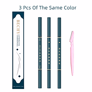 Eyebrow Pencil,3 PCS Waterproof Professional Makeup Micro Brow Pencil,Brow Kit with Eyebrow Brush and Razor,Ultra-Fine Mechanical Pencil