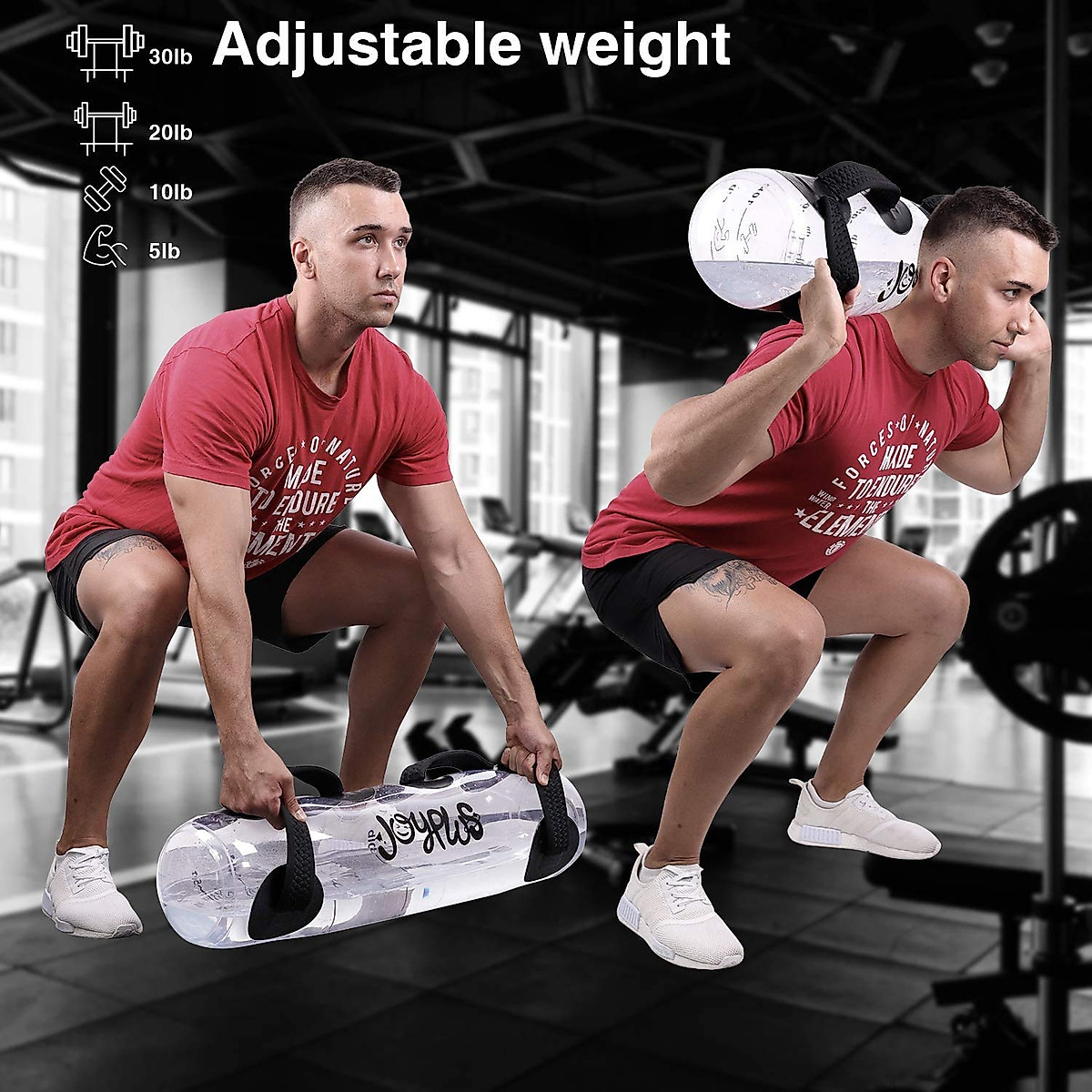 JOYPLUS Aqua Bag Sandbag Alternative - Adjustable Aqua Bag and Power Bag with Water - Core and Balance Trainer - Portable Stability Fitness & Full Body Workout Equipment,Cylinder,MAX Weight 44LB