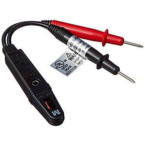Morris Products Circuit Tester 80-500 Volts AC/DC Economy Twin Lead Tester for Testing Switches, Outlets, Electrical Devices Blister Packed cULus Listed 1-Pack 59010 Black