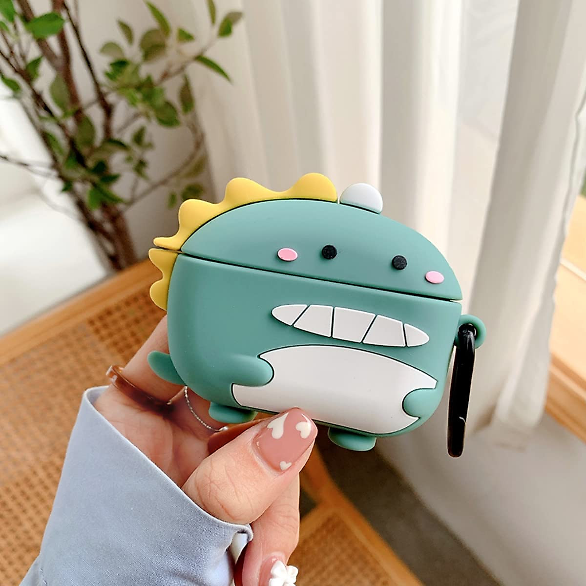 AOLABOKY for Beats Studio Buds+ (2023 Released),3D Cute Cartoons Anime Full Body Earphone Protective Cover with Keychain for Beats Studio Buds Plus (Green Dinosaur)