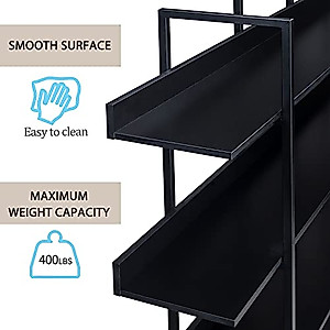 CALABASH Bookcases and Bookshelves Triple Wide 5 Tiers Industrial Bookshelf, Large Tall Bookcase Open Display Shelves with Metal Frame for Living Room Bedroom Library Home Office(Black)
