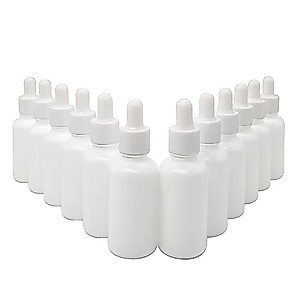 BEGIKET 1oz White Coated Glass Dropper Bottle,12PCS 30ml Eye Dropper Bottles for Essential Oils, Cuticle Oils, Body Oils, Travel Liquid Leak-Proof Bottle,with White Cap and Pipettes