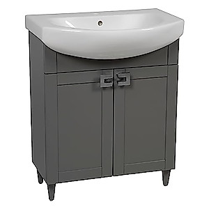Sample of Cabinet Finish | Modern Free Standing Bathroom Vanity with Washbasin | Woodmix Gray Matte Collection | Non-Toxic Fire-Resistant MDF-No Mirror Included