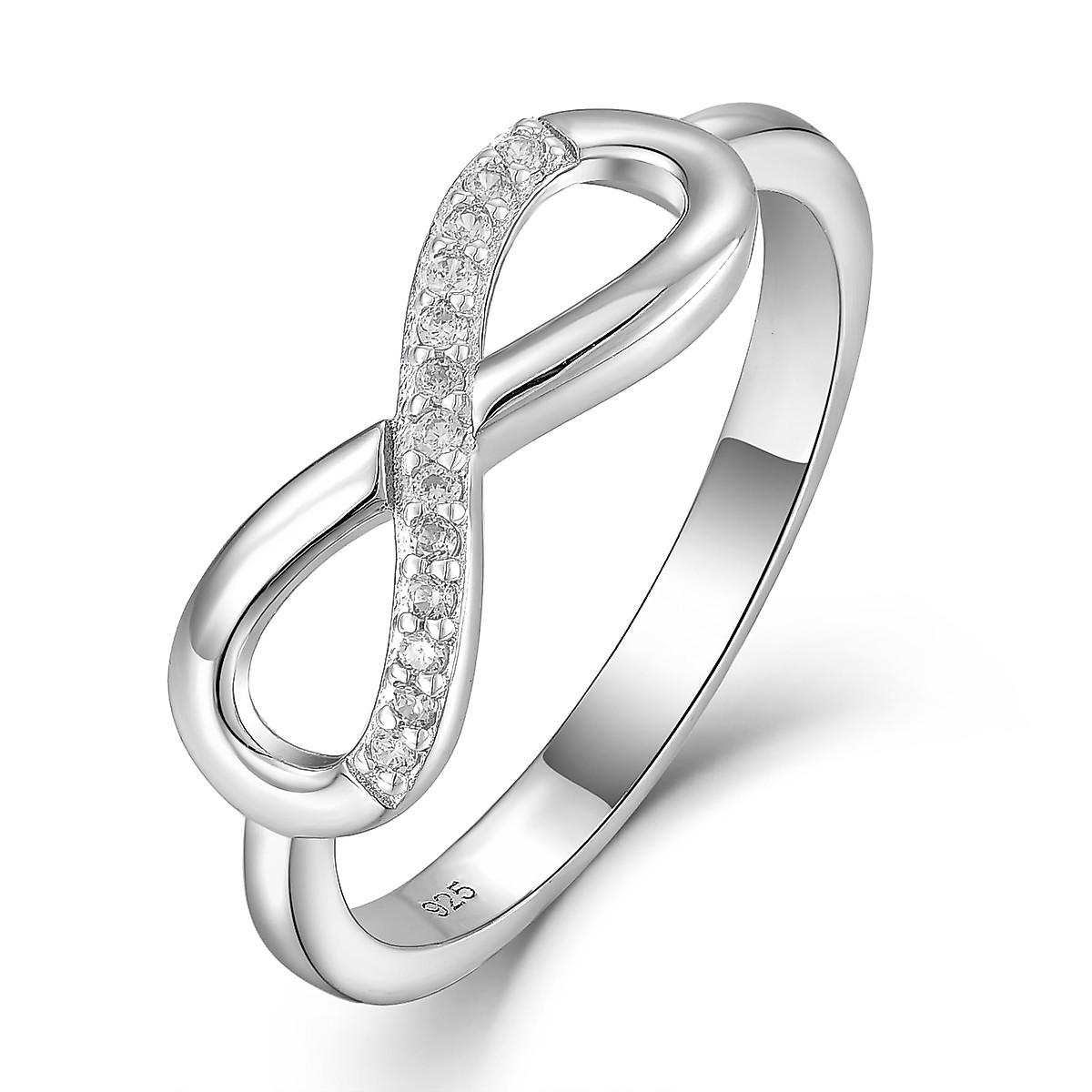 YL Infinity Rings 925 Sterling Silver Engagement Ring Cubic Zirconia Anniversary Jewelry for Women-size8