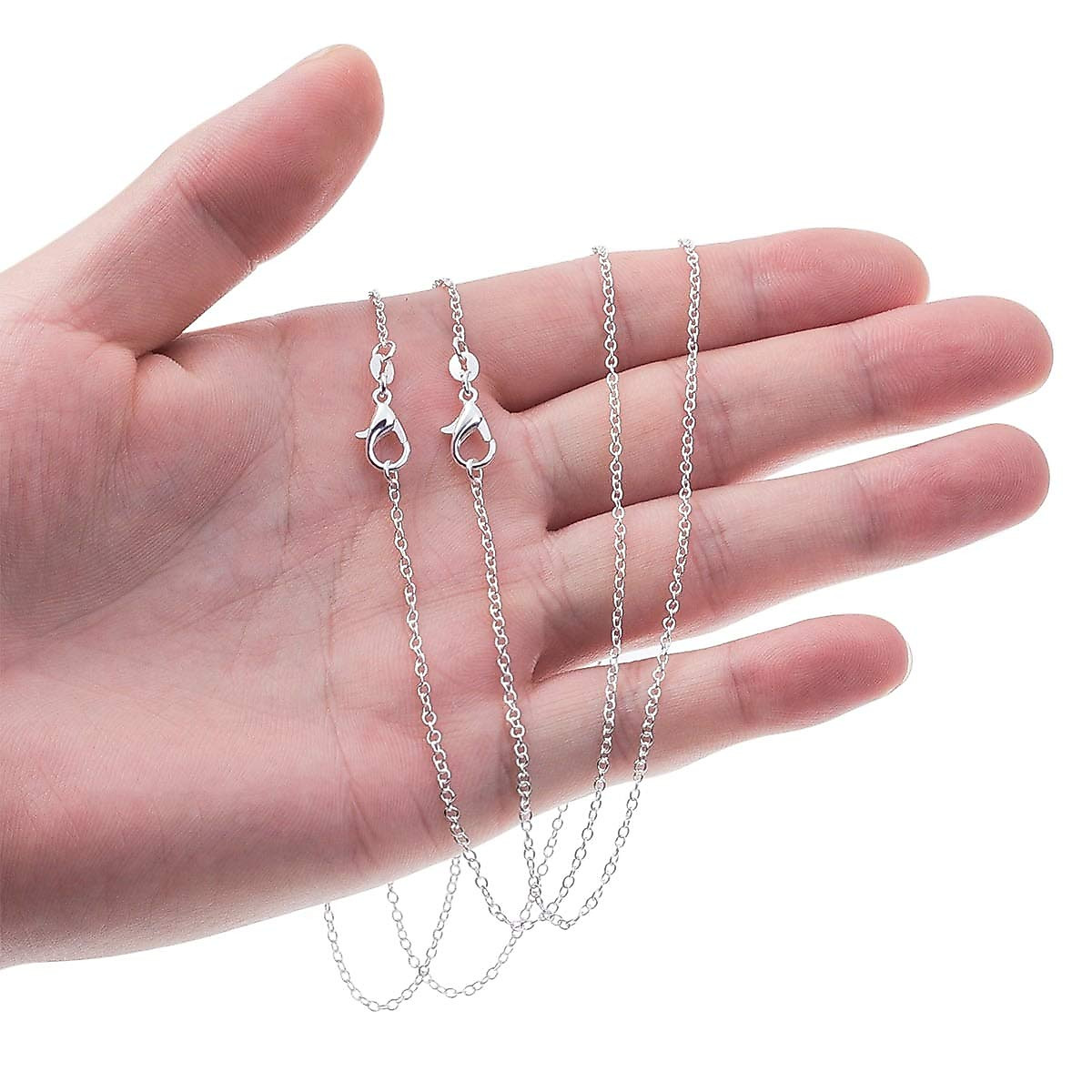selizo 30 Pack Necklace Chains Bulk for Jewelry Making, Bulk Necklace Chains Silver Plated Cable Chains for Jewelry Making, 1.2 mm (18 Inches)