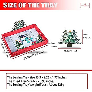 Krismax Christmas Decorations for Home 2023 Christmas Serving Tray with Handles Christmas Decorative Tray Coffee Table Serving Platter Thanksgiving Tray - Snowman Serving Tray(Red)