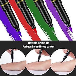 Jim&Gloria Body Art Tattoo Pen 10 Colors With Gold and Silver Fake Tattoos Brush Temporary Tattoo Kit Teen Girls Trendy Stuff for Birthday Friendsgiving Thanksgiving and Christmas gift ideas