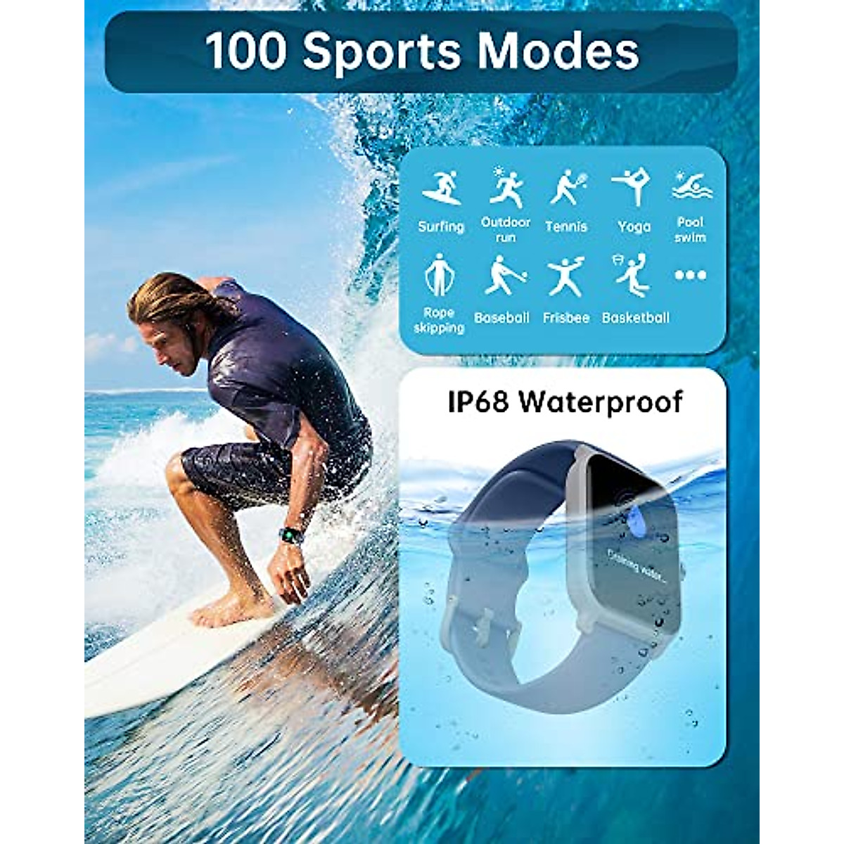 Smart Watches for Men Women (Answer/Make Call), Alexa Built in, 1.8" Full Touch Screen Fitness Tracker with Heart Rate SpO2 Sleep Monitor IP68 Waterproof Smart Watch for iPhone Android Phones, Pink,Bl