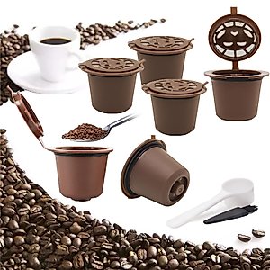 Reusable espresso Capsules Refillable Coffee Pods - Coffee Capsule Filter Compatible With Nespresso Coffee Machines - Replacement for Nespresso Food Grade Coffee Filter Capsule - 6 Pack