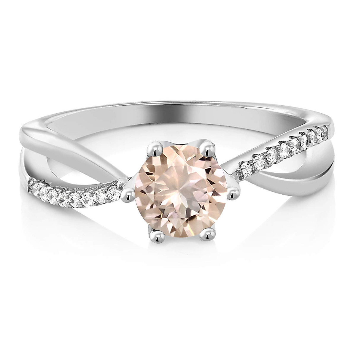 Gem Stone King 925 Sterling Silver Gemstone Birthstone Infinity Ring | Round 6MM | Wedding Engagement Anniversary Promise Ring For Women | Available In Size 5, 6, 7, 8, 9