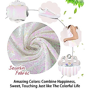 ShinyBeauty Xmas Sparkly Decoration 3 Feet 1 Yard Sequin Fabric-Iridescent Y0925