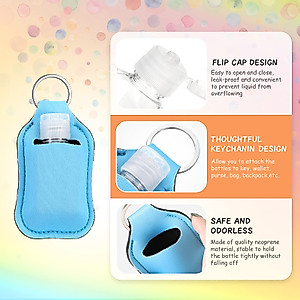 Patelai 54 Pcs Hand Sanitizer Holder Keychain Wristlet Set 1oz Empty Travel Bottle Portable Keychain Holder(Colorful Style)