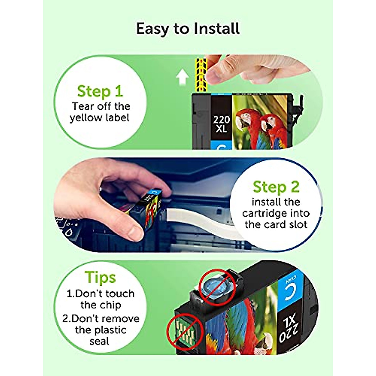 SEOKOK Remanufactured Ink Cartridge Replacement for Epson 220 XL 220XL T220XL, Used for WF-2760 WF-2750 WF-2630 WF-2650 WF-2660 XP-320 XP-420 XP-424 Printer,5Pack