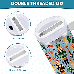 Emelivor Christmas Nutcrackers 40 oz Tumbler with Lid and Straw Insulated Tumblers with Handle Thermal Stainless Travel Coffee Mug Cup Water Bottle for Hot and Iced Cold Drinks