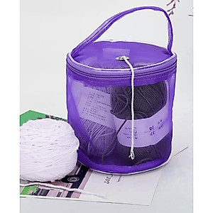 yueton 1PCS Mesh Yarn Storage Bag Circular Yarn Storage Box Wool Storage Bucket Weaving Tool Storage Basket for Sewing Accessories Yarn Weaving Tools