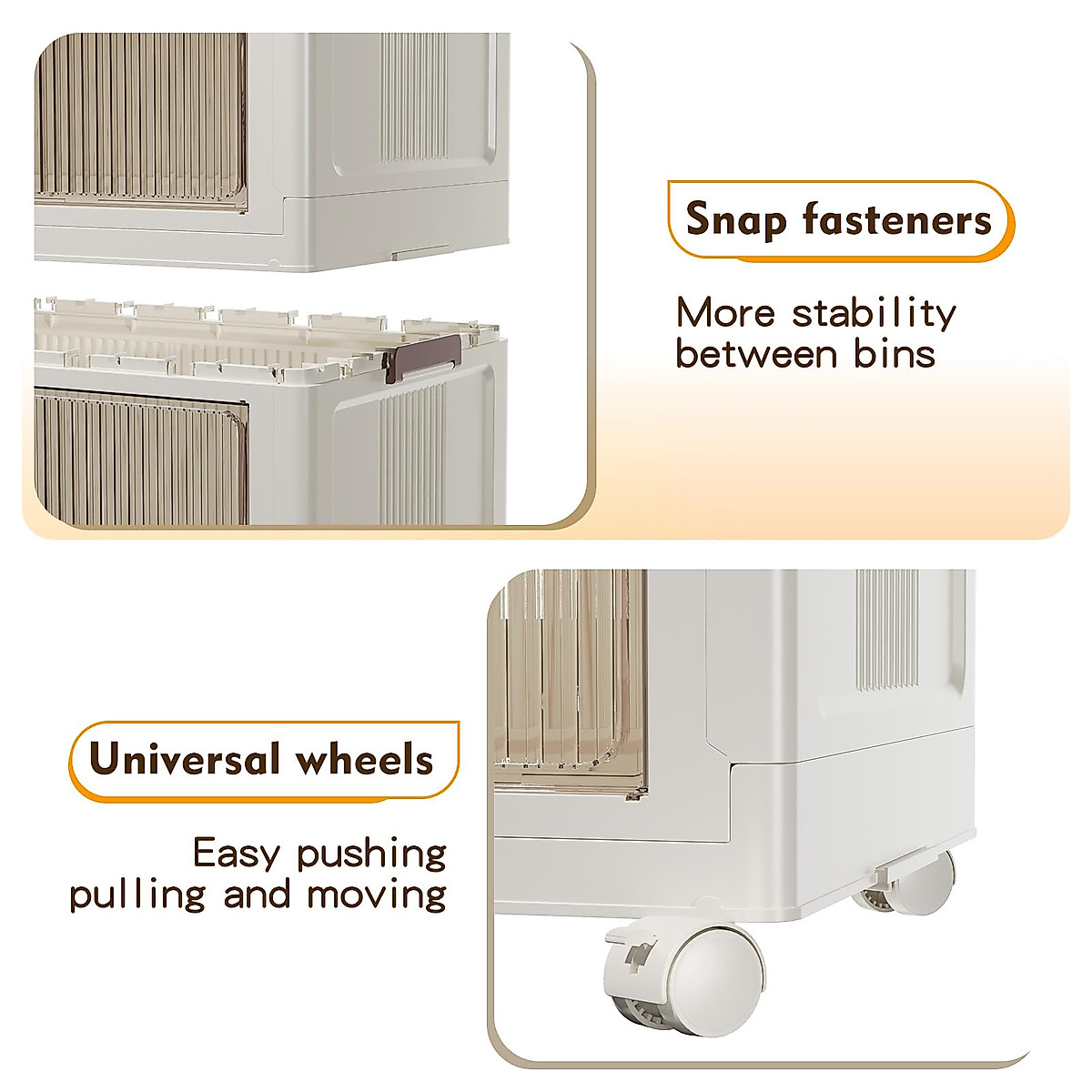 Kmiectse 102 QT Large Storage Bins with Lid, Plastic Storage Organizer for Living Room Bedroom, Foldable Stackable Toy Storage, Storage Containers for House Organizing, 4 Tier 1 Lid