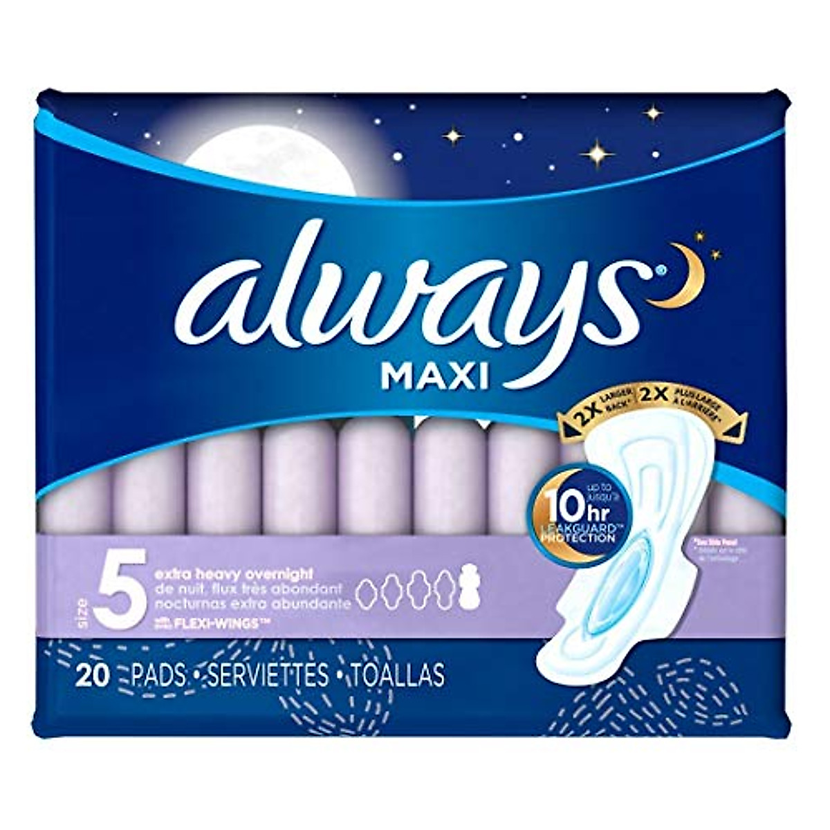 Always Pads Maxi Size 5-20 Count X-Tra Heavy Overnight (2 Pack)