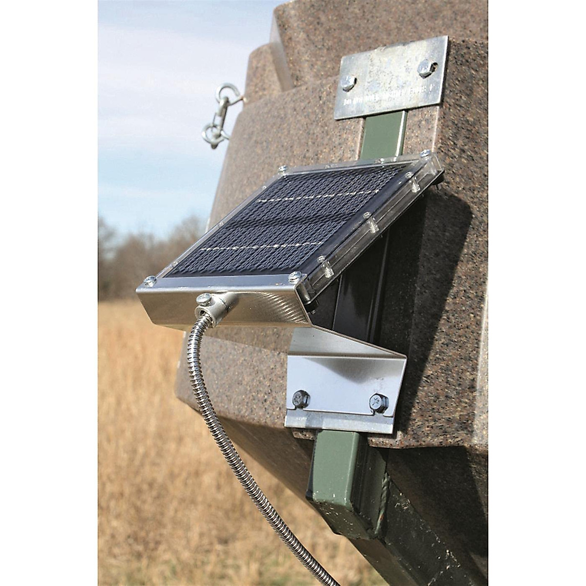 BOSS Buck 12V Solar Panel/Universal Versatile Durable Pre-Assembled Battery Charger for Deer Feeder/Mounting Bracket, Hardware & Wire Guard Included,Black