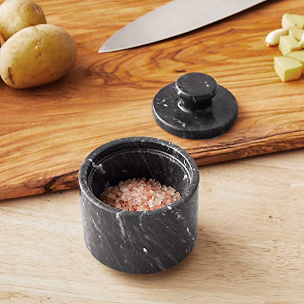 Fox Run Marble Salt Cellar, Black 3 x 3 x 3 inches