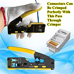 Gaobige 100-Pack Cat6 Cat6A RJ45 Pass Through Connectors Ends, Shielded RJ45 Connectors for 23AWG Cat6 Shielded Solid Wire and Standard Cable 100 Pack (1.2mm Shielded Cat6 Pass Through Connector)