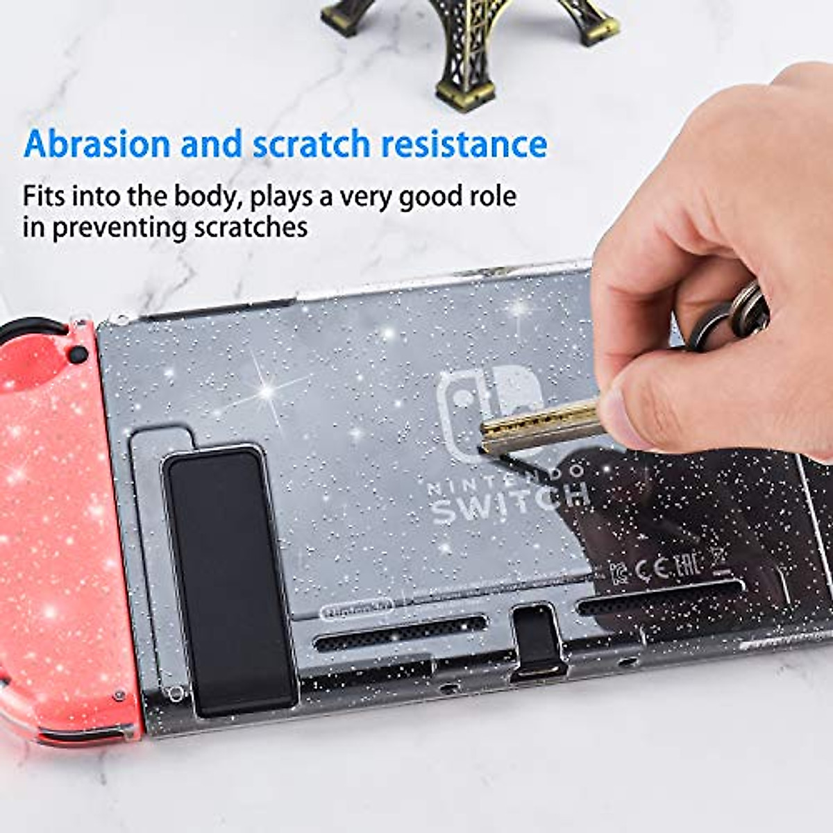 DLseego Dockable Crystal Case for Nintendo Switch, Glitter Bling Cover with Shock-Absorption and Anti-Scratch Design Protective Case - Crystal Glitter