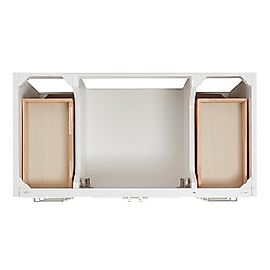 ARIEL Stafford 55" White Bathroom Vanity, 1.5" Edge Pure White Quartz Countertop & Splash, Single Rectangular Sink, 2 Soft Closing Doors, 9 Full Extension Dovetail Drawers, Brushed Nickel