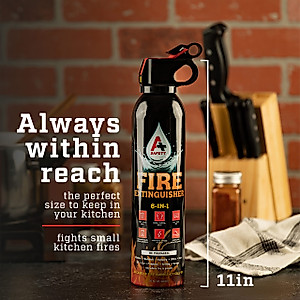 A+ Safety Portable Fire Extinguisher | 6-in-1 Small Fire Extinguisher for Home, Garage, Kitchen, Car | For Electric, Textile and Grease Fires | Non-Toxic, Easy Clean | Wall Mount Incl (4PK)