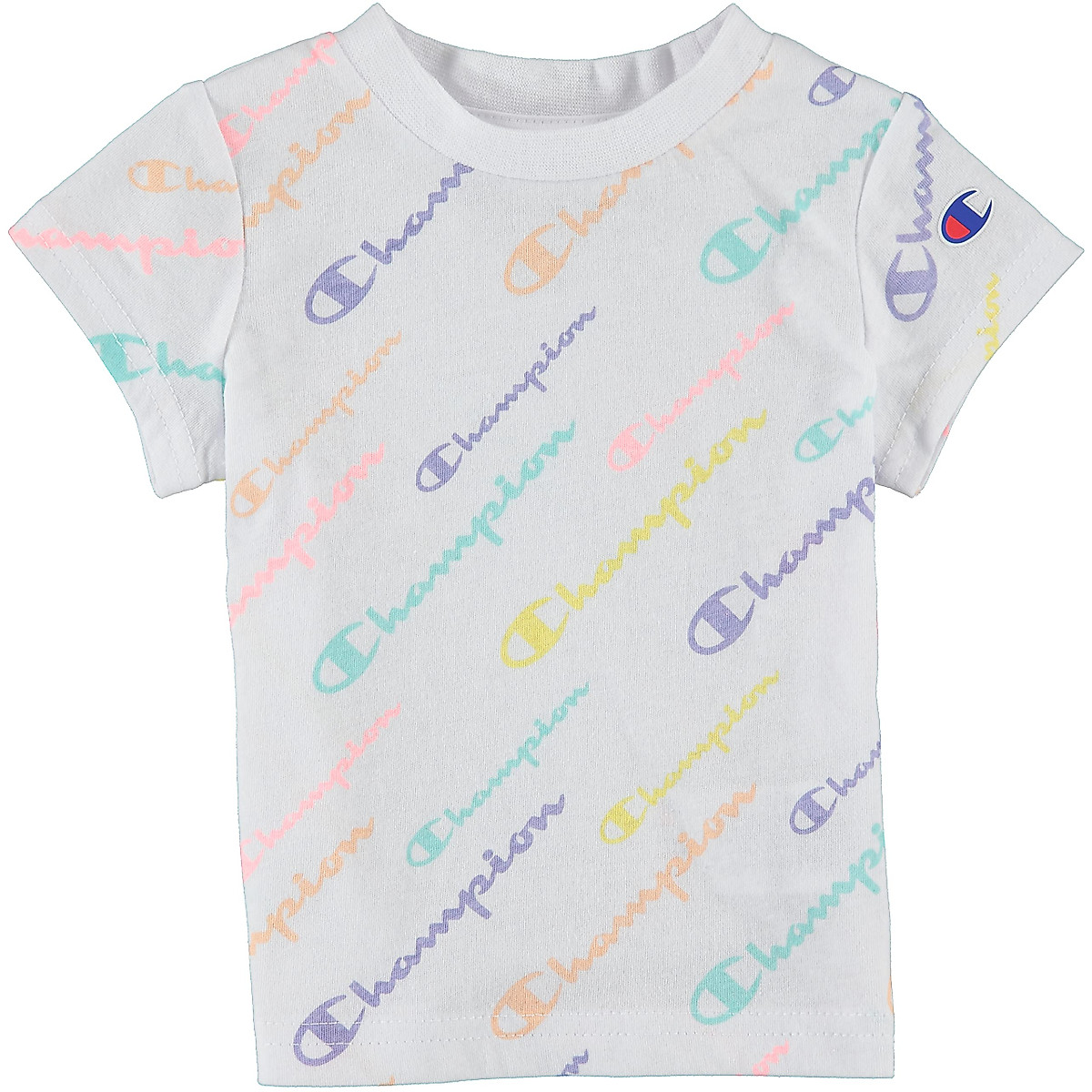 Champion Sets Baby Girl Newborn Two Tees and Fleece Pant 3 Piece Set Baby Clothes (White AOP SS/Pink Candy SS/Oxford Heather Fleece, 6-9 Months, 9_months)