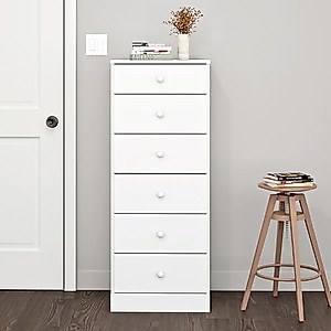 Prepac Astrid Tall White Dresser: 16.5"D x 19.75"W x 50"H, 6-Drawer Chest for Bedroom by Prepac - Perfect Chest of Drawers for Ample Storage