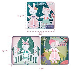 Stephen Joseph, Travel Tin Magnetic Dress Up,Bunny and Cat Small, 40 unique pieces