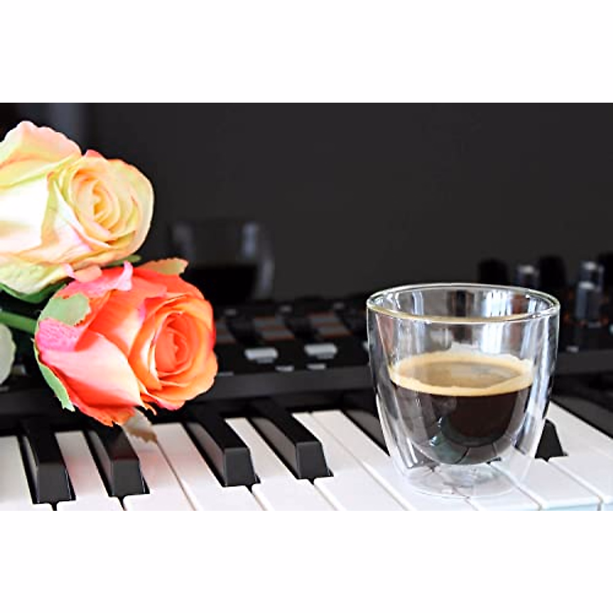 Gmark Espresso Cups Shot Glass 2.7- Ounce Coffee Set of 4 - Lightweight Double Wall Thermo Insulated GM2028