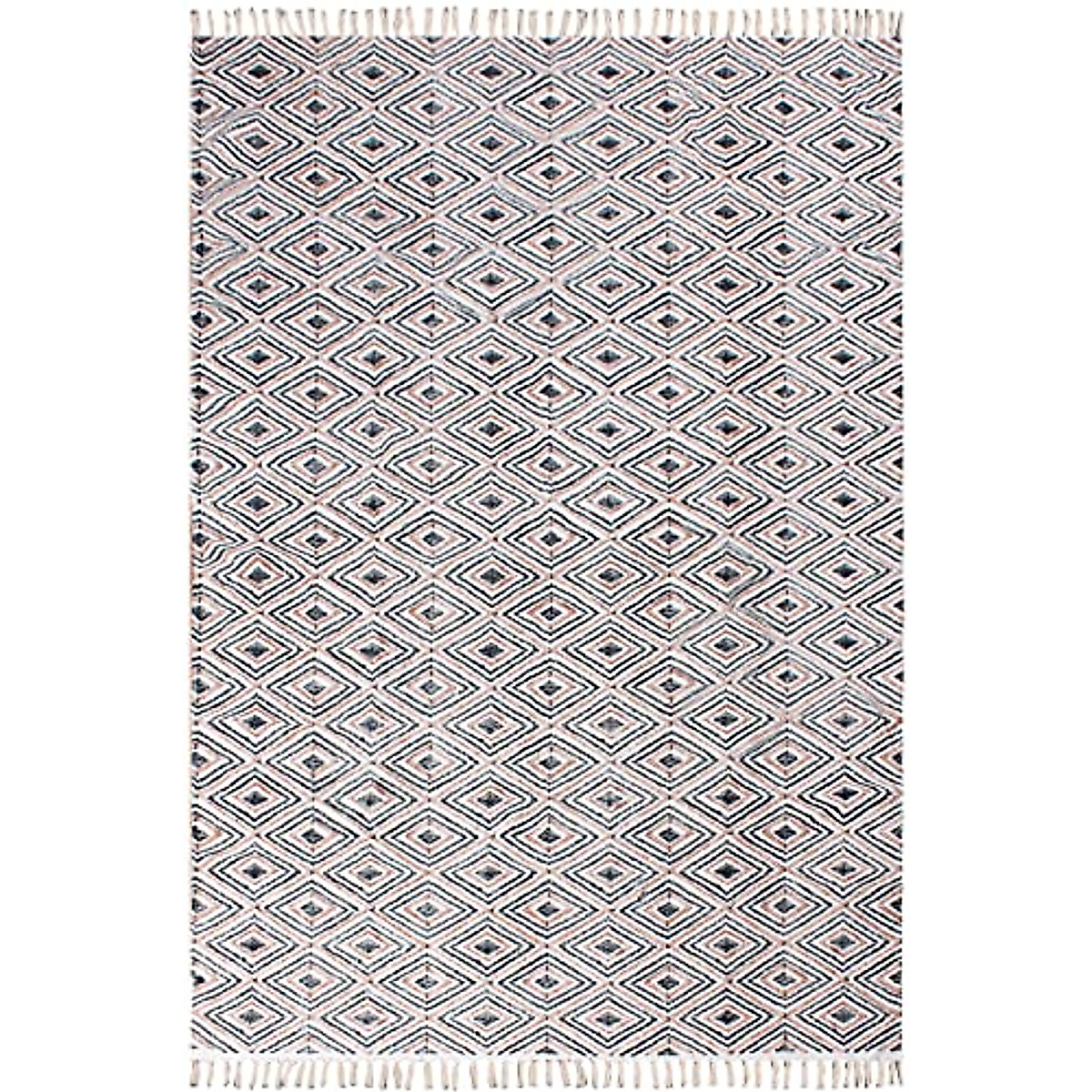 Casavani Indian Handmade Brown, Beige Geometric Area Rug Boho Kilim Flat Weave Indoor Hall Room Decor Carpet Throw Rug Boho Rugs for Bedroom Living Room Bathroom Balcony 4x8 Feet