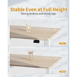 CubiCubi Height Adjustable Electric Standing Desk, 48 x 24 Inches Stand Up Table, Sit Stand Home Office Desk with Splice Board, Maple