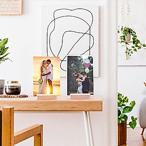 WXJ13 20PCS Wood Place Card Holders Wood Table Number Stands Wood Name Card Holders for Tables Table Sign Stand Picture Holder Acrylic Sign Holders for Wedding Dinner Home Party Events Decoration