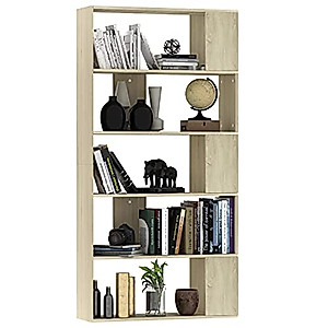 YITHOPI Bookshelf Storage Shelves Featuring a Sleek Multifunctional Plant Flower Stand Storage Rack Shelves Bookcase for Home Office Book Cabinet/Room Divider Sonoma Oak 31.5"x9.4"x62.6" Chipboard