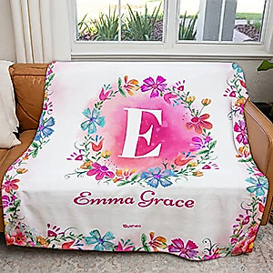 Toyshea Personalized Blankets for Kids Monogram Blanket Customized Cozy Fleece Or Sherpa Initial Blanket with Name On It Custom Birthday Christmas Mothers Day Throws for Baby Girls Girl Toddler Adult
