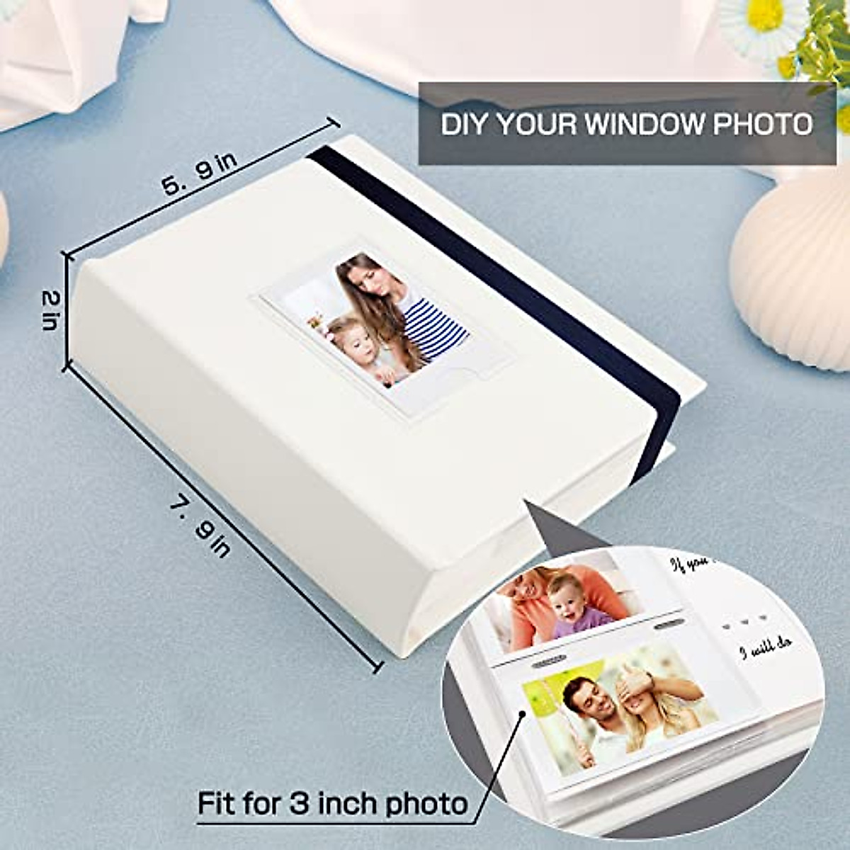 Photo Album for Fujifilm Instax Mini Camera, 180 Pockets Instax Mini Album with Memo Areas, 2X3 Photo Album for Polaroid 2x3 ZINK Film Camera, Fujifilm Instax Mini 1112 9 8 40 Evo Instant Camera, White