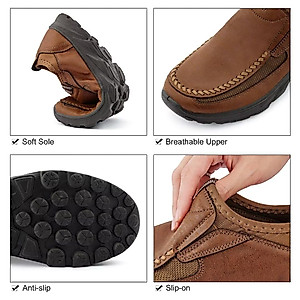 Men Casual Slip On Loafers, Mens Comfortable Moccasin Shoes for Walking and Driving, Soft Daily Sneaker, Mocasines para Hombre Light Brown