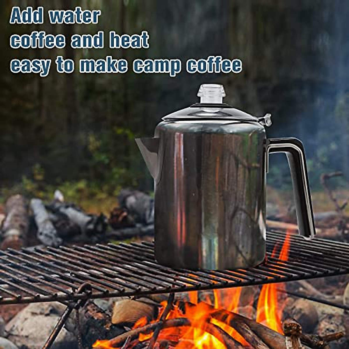 Hillbond Coffee Percolator Stainless Steel Camping Coffee Pot Outdoors 9 Cup Percolator Coffee Pot for Campfire or Stove Top Coffee Making